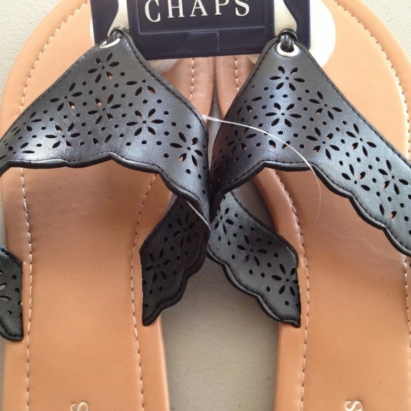 Chaps | Shoes | Womens Chaps Lasercut Flip Flop Sandals Black | Poshmark